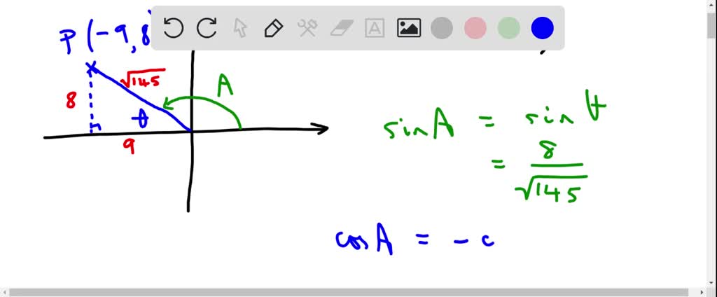 The point P(-8, 4) is plotted on a grid. A line segment joins OP to the origin O, forming the ...