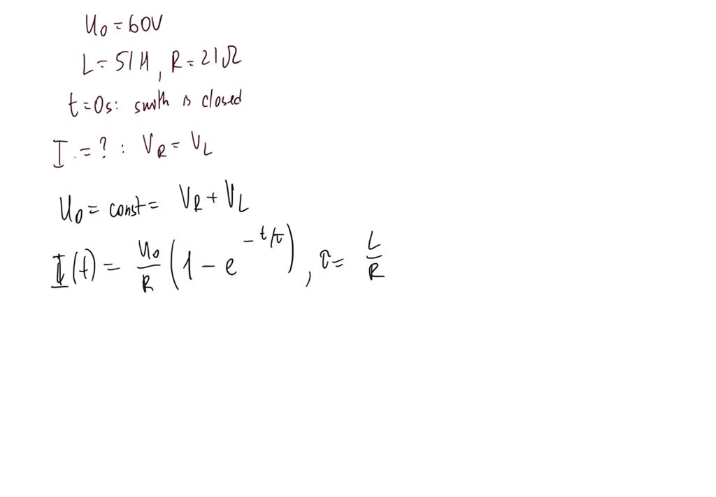 Solved Inductor Resistor Circuit Contains An Ideal 60 V Battery A 51 H Inductor Having No