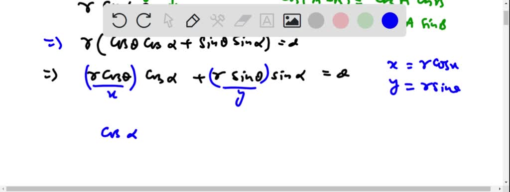 SOLVED:Use the addition formula for the cosine to show that the line ...