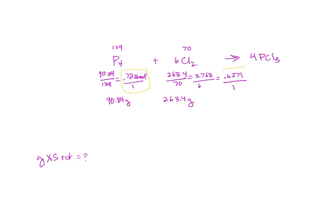 SOLVED: Elemental phosphorus reacts with chlorine gas according to the ...