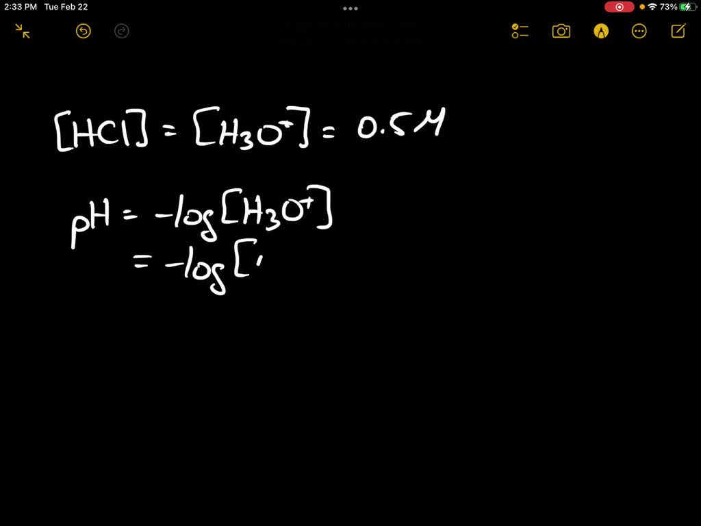 SOLVED: Hydrochloric acid (HCl) is a strong acid. What is the pH of an ...