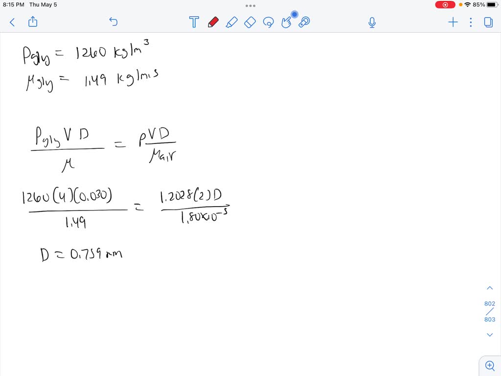 SOLVED: 7.45 Glycerin at 20 ??C flows with a velocity of 4 m/s through a 30-mm-diameter tube. A ...