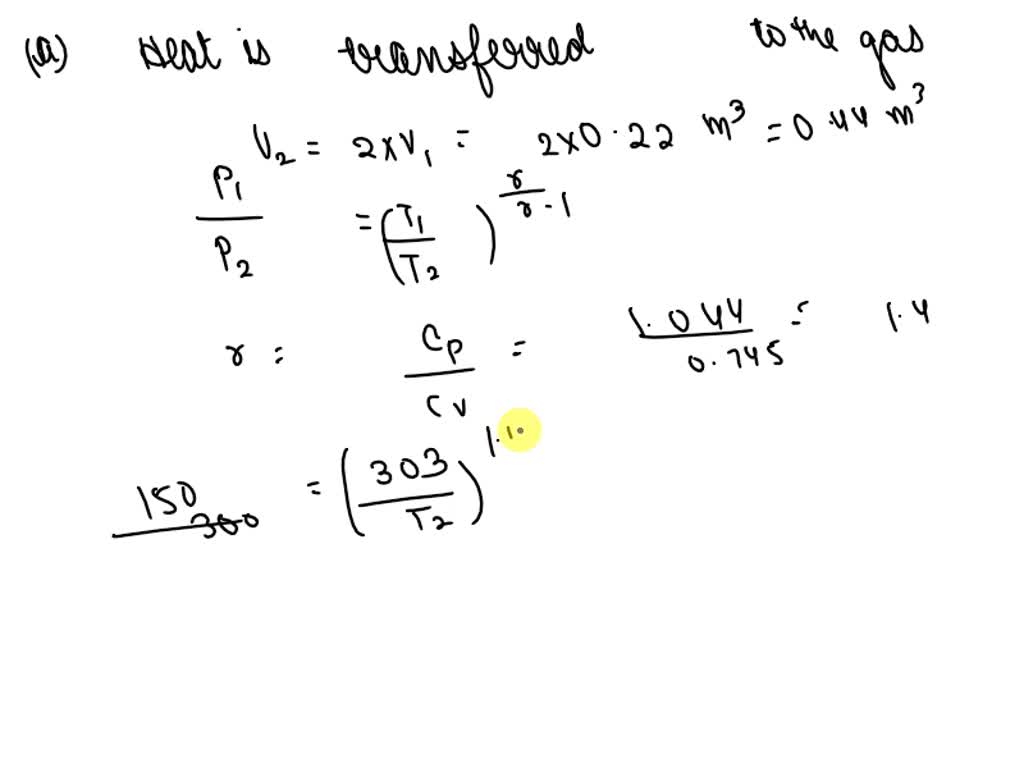 SOLVED: An ideal gas with cp=1.044 kJ/kgÂ·K and cv=0.745 kJ/kgÂ·K is contained in a frictionless ...