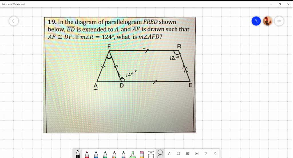 SOLVED: In the diagram of parallelogram FRED shown below, ED is ...