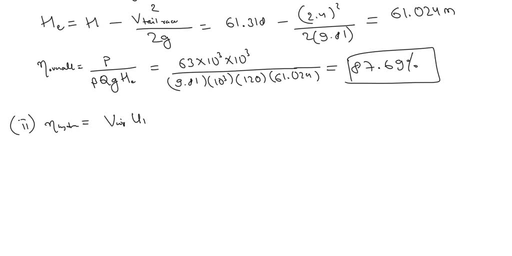 The turbine shown in the figure develops 100 hp. The total losses ...
