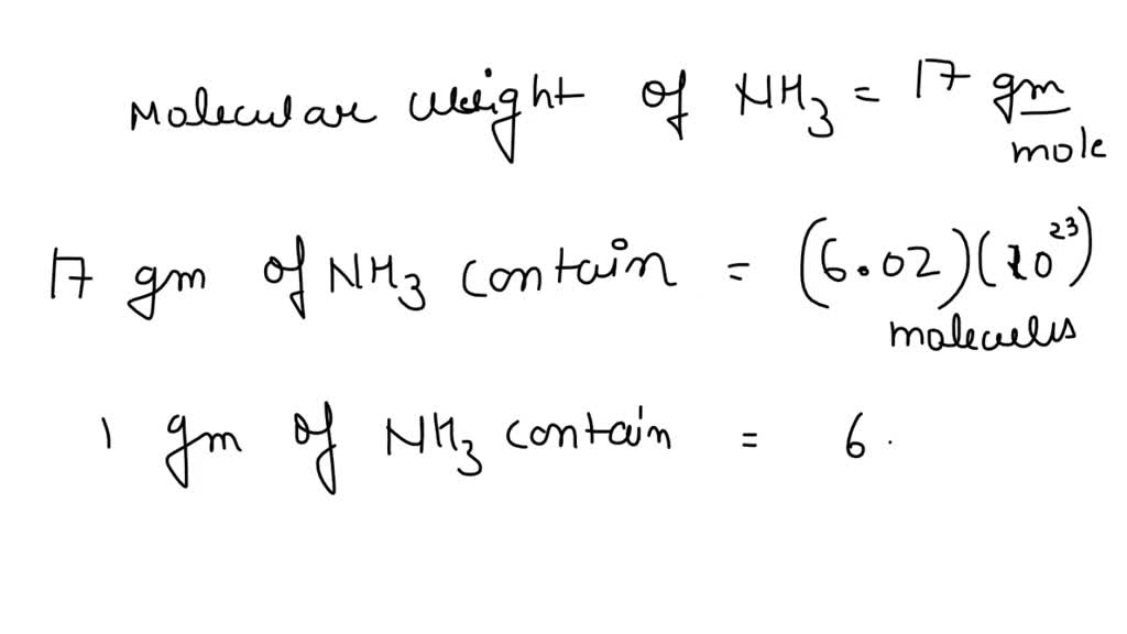 SOLVED: A sample of ammonia (NH3) has a mass of 56.6 g. How many ...