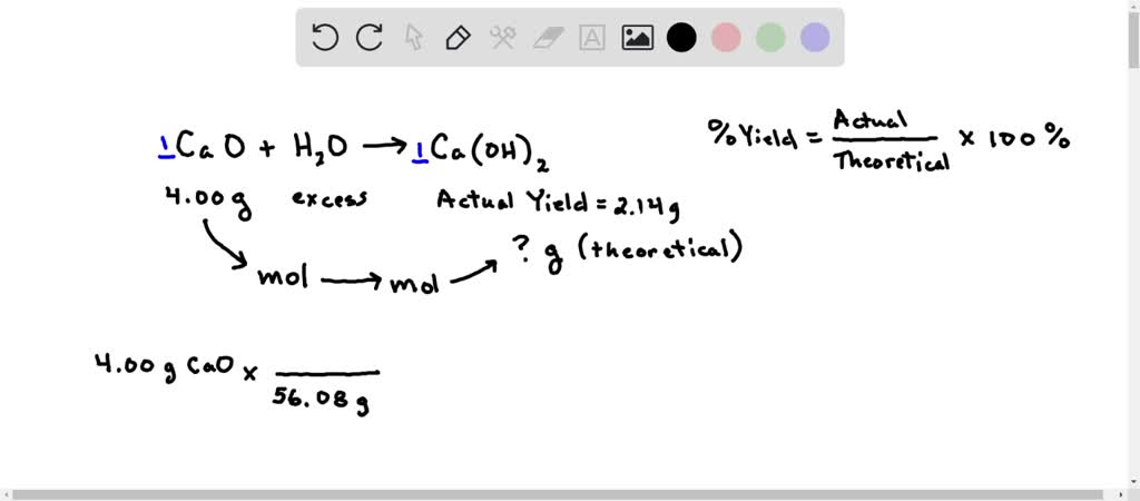 SOLVED: Calcium oxide reacts with water in a combination reaction to ...