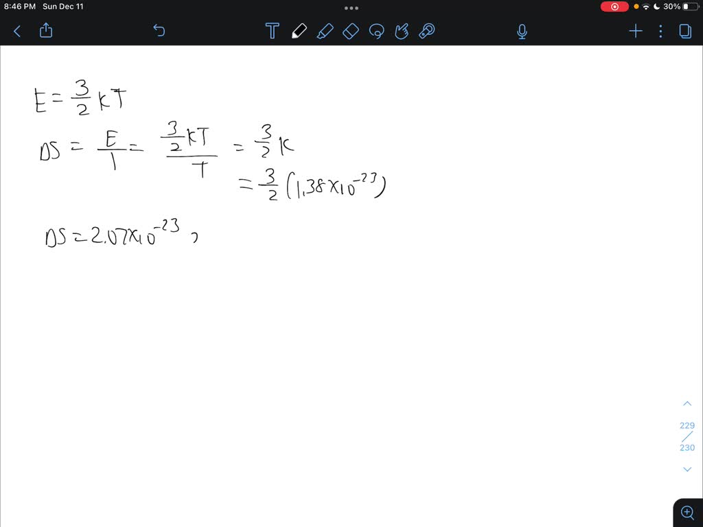 SOLVED: If the average energy per atom for a gas is 3/2KbT, what is the ...
