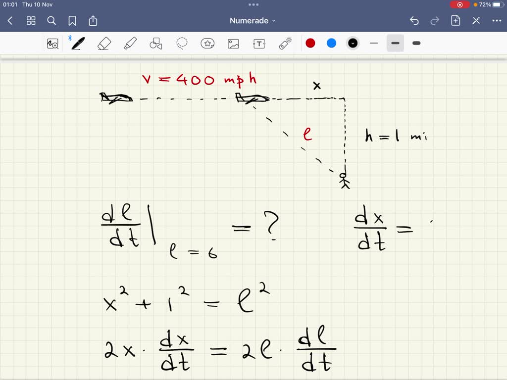 SOLVED: A plane is flying at a constant altitude of 1 mile and a speed ...