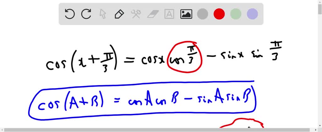 SOLVED: Use the sum or difference formula for cosine rewrite cOS in ...