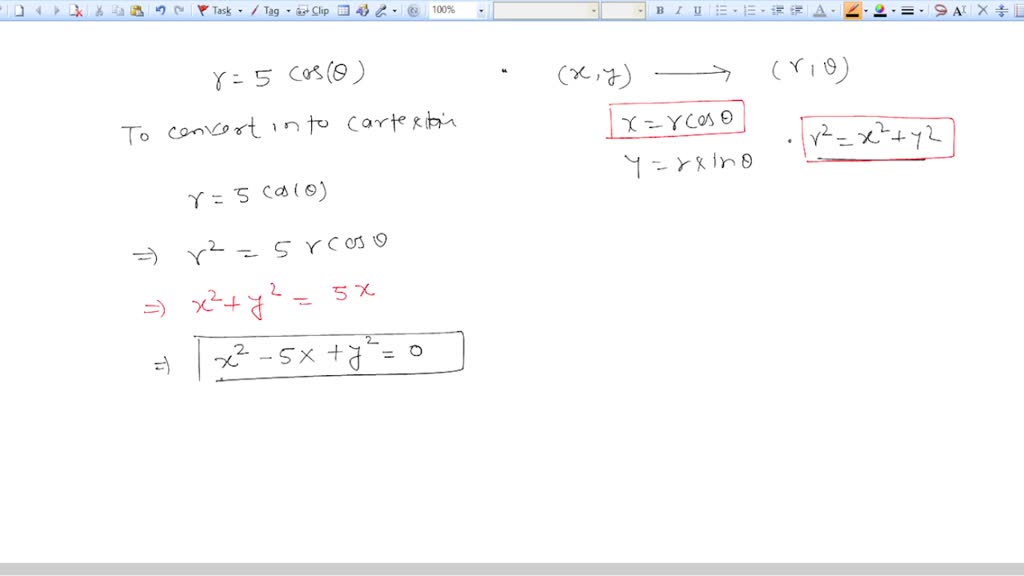 SOLVED: Find a Cartesian equation for the curve and identify it. r = 5 ...