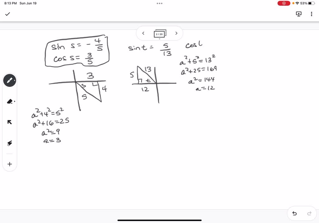 SOLVED: Use the cosine of a sum and cosine of a difference identities to find cos (s+t) and cos ...