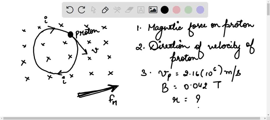 SOLVED: TTa. A proton moves along a circular path in a region of a uniform magnetic field. The ...