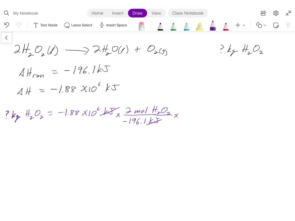 SOLVED: Liquid hydrogen peroxide, an oxidizing agent in many rocket ...