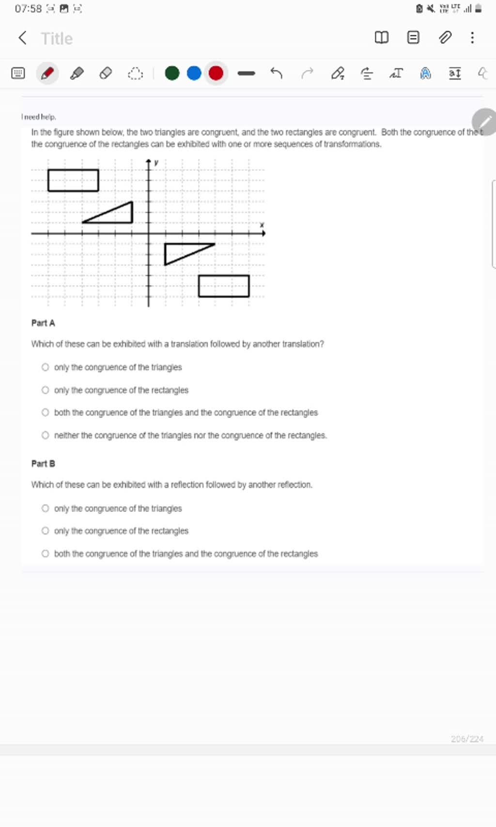 SOLVED: 'The two rectangles in the sketch below are congruent. Which sequence exhibits their ...