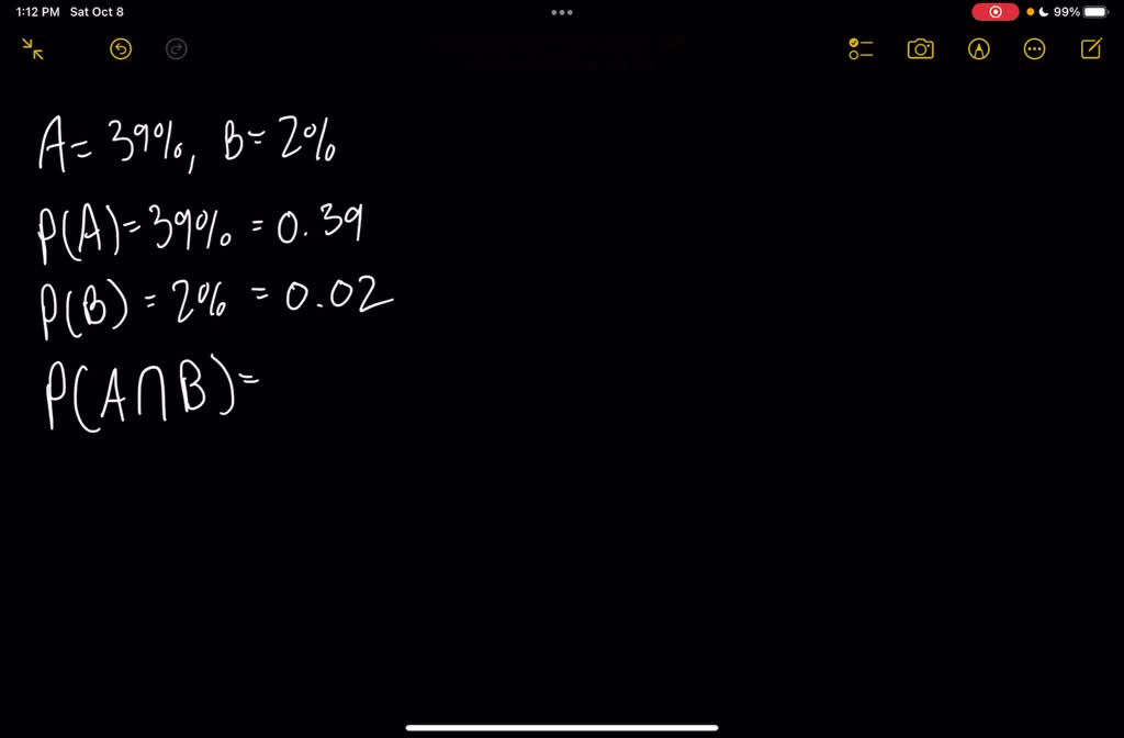 SOLVED: Events A and B are two independent events. The probability of ...