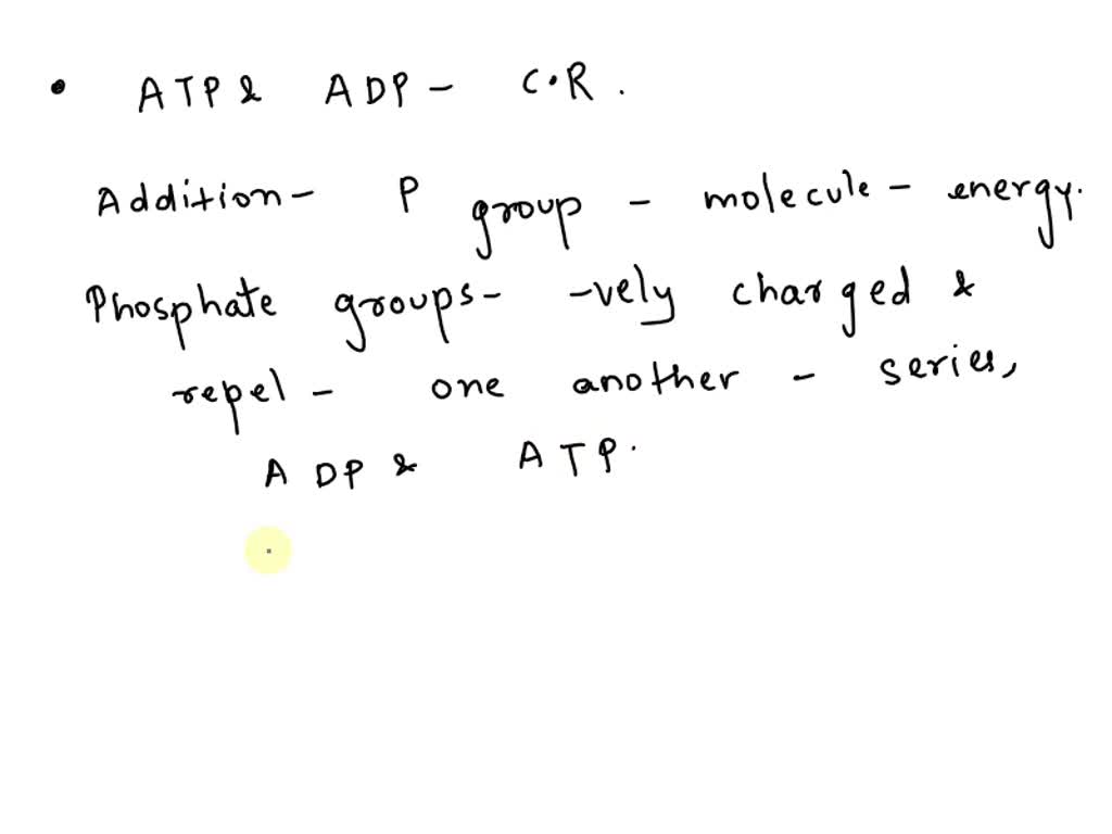 SOLVED: ATP and ADP both play a role in cellular reactions involving energy. How are these two ...