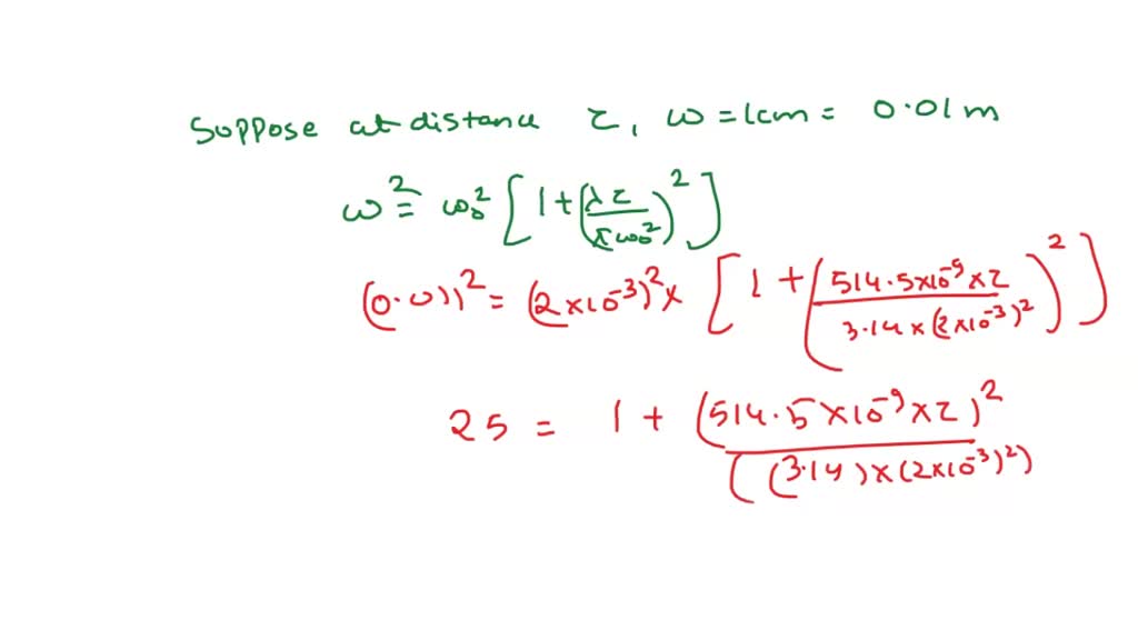 Solved 15 Cm Focal Length With 4 Cm Diameter Laser Wavelength Of 694