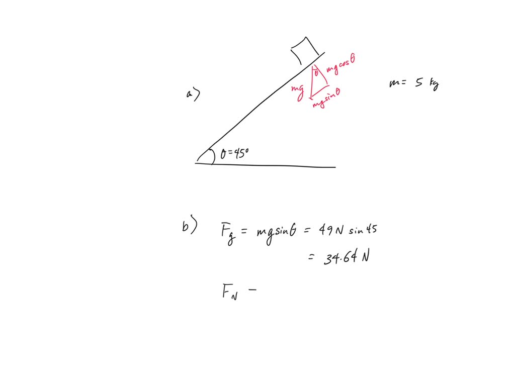 SOLVED: A box with mass 5.0 kg slides on a frictionless inclined plane ...