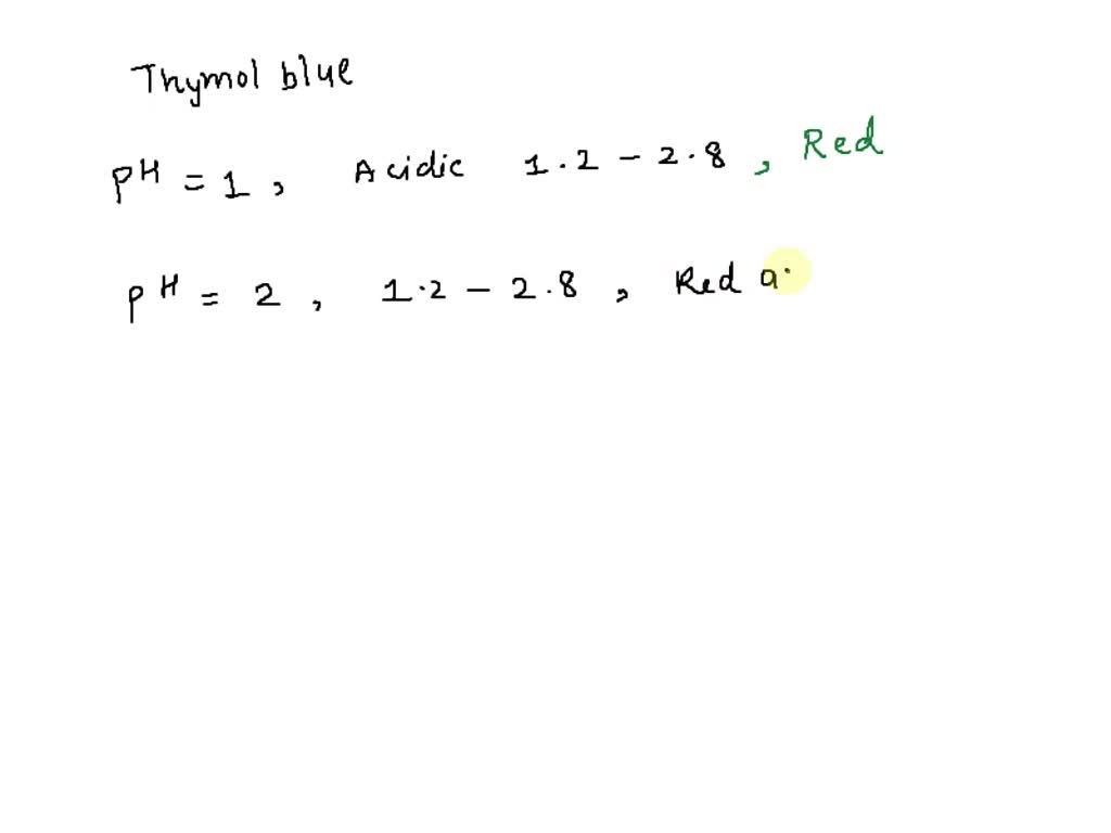 SOLVED: 'The indicator thymol blue has two color transitions aS ...