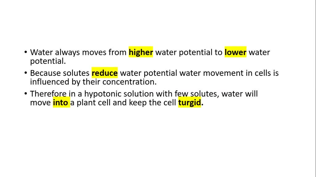 SOLVED: Complete the descriptions of water potential and osmosis with ...
