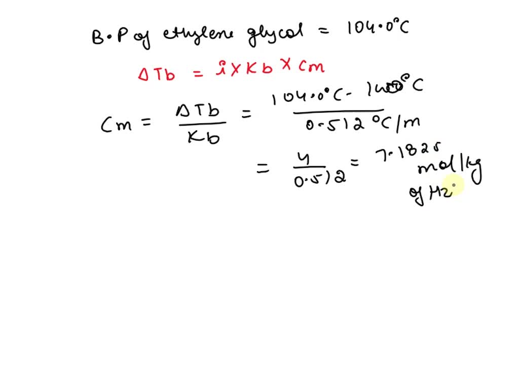 SOLVED: Determine the required concentration (in percent by mass) for an aqueous ethylene glycol ...
