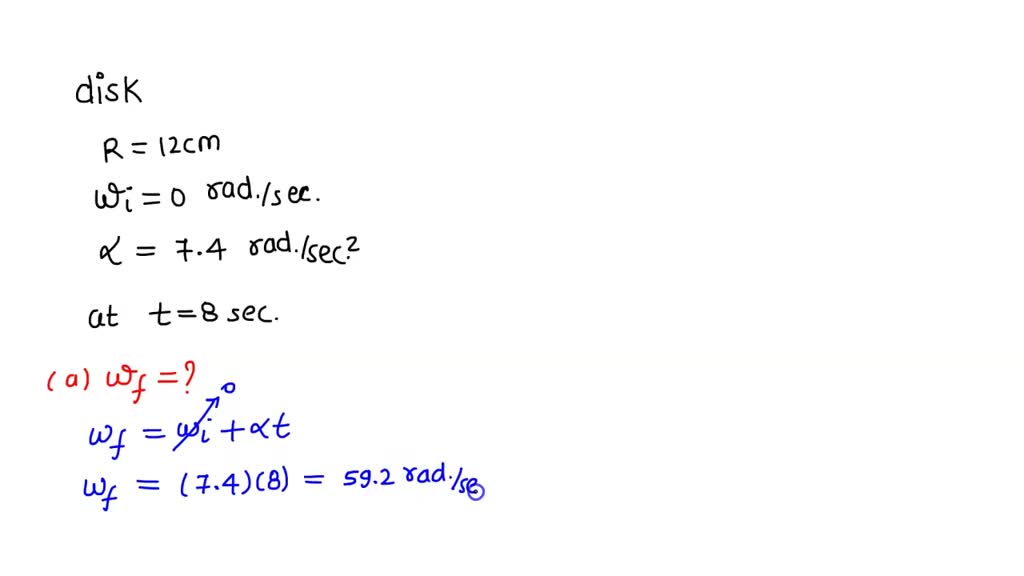 Solved A Disk Of Radius 14 Cm Initially At Rest Begins Rotating About Its Axis With A