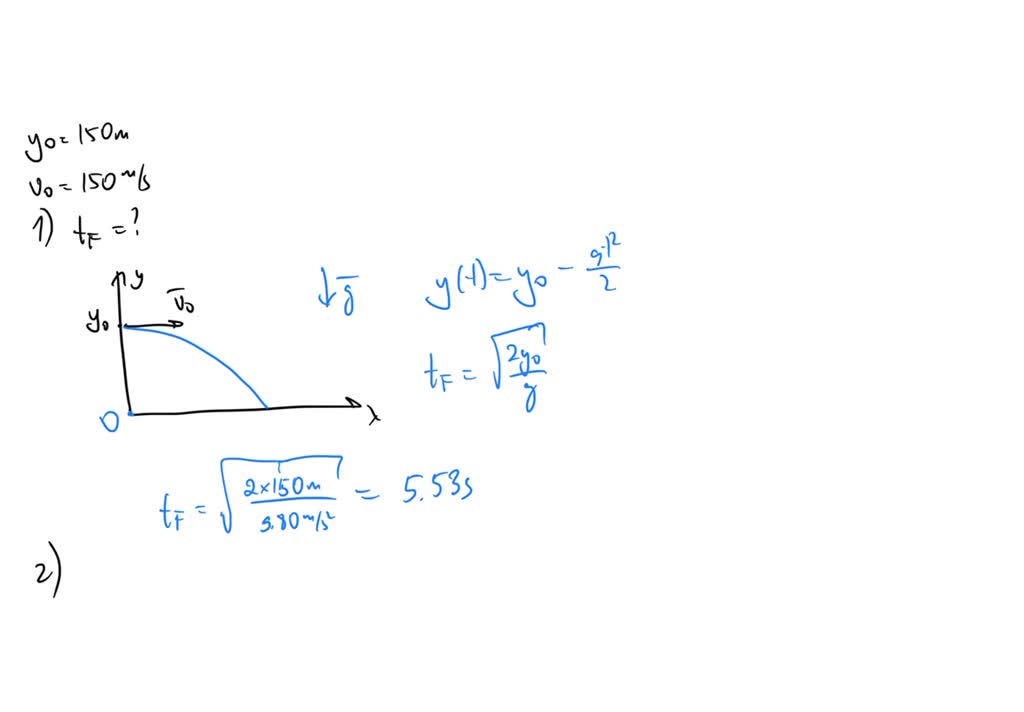 SOLVED: a projectile is fired horizontally with a speed of 150m/s from the top of a building ...