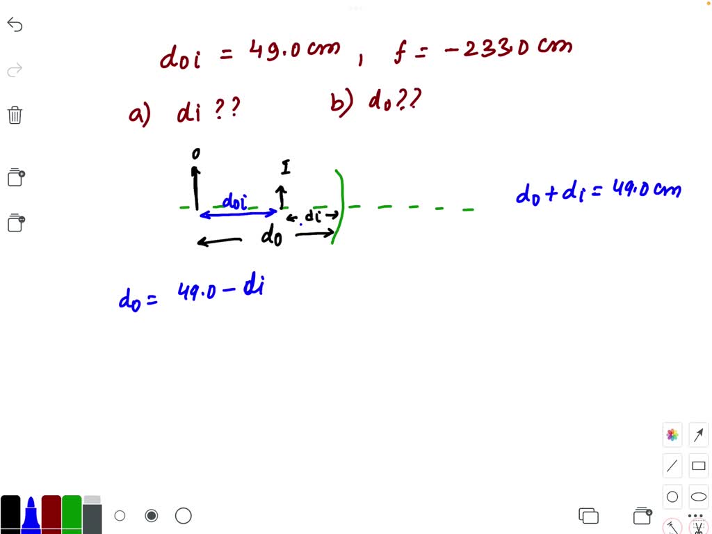 SOLVED: The distance between an object and its image formed by a diverging lens is 47.7 cm. The ...