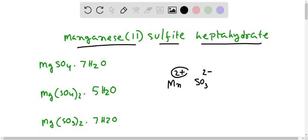 SOLVED: The correct chemical formula for manganese (II) sulfite ...