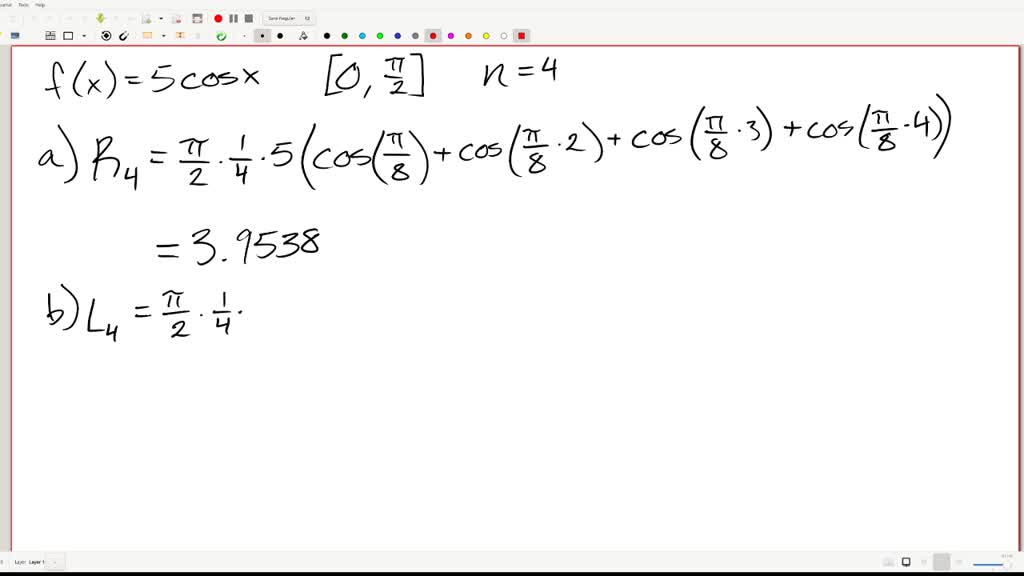 (a) Estimate the area under the graph of f(x) = 5 cos(x) from x = 0 to ...