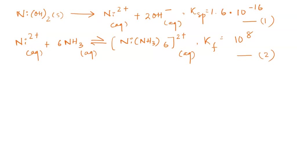SOLVED: The formation constant, Kf, for the complex ion [Ni(NH3)]2 is ...
