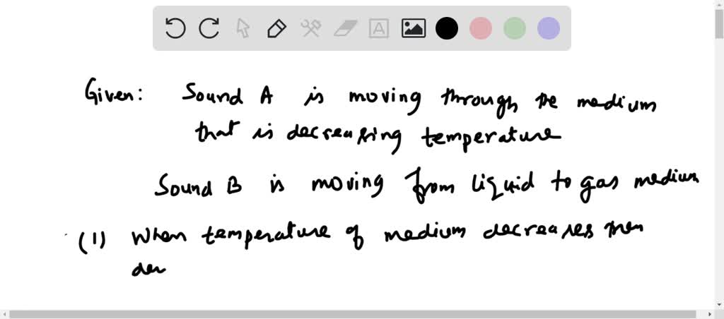 SOLVED: Sound wave A is moving through a medium that is decreasing in ...