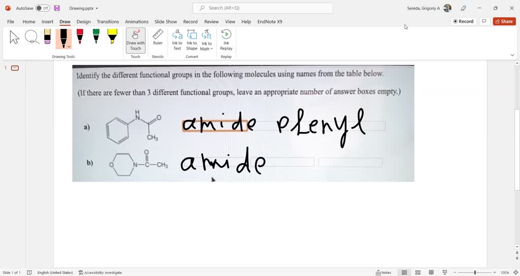 SOLVED: Identify the different functional groups in the following ...