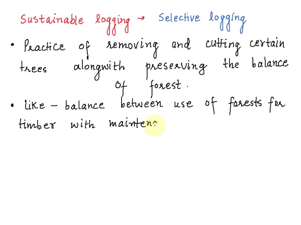 SOLVED: Which of the following is NOT an example of sustainable logging ...