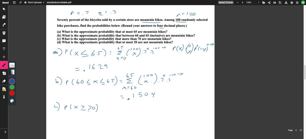 SOLVED: Seventy percent of the bicycles sold by a certain store are ...