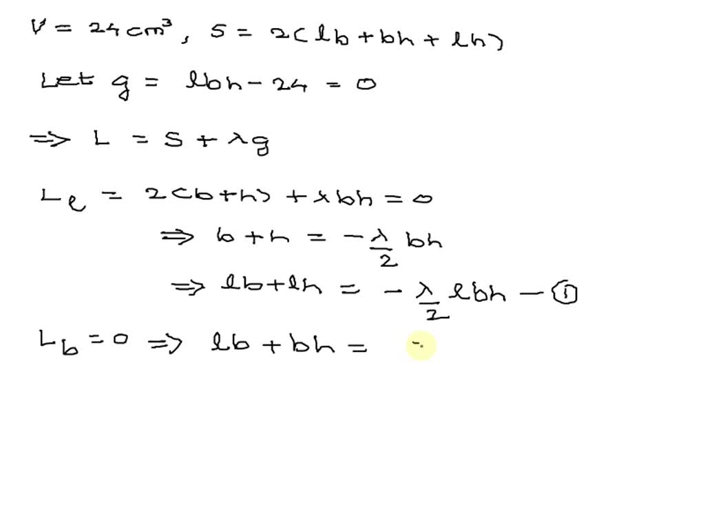 SOLVED: A closed rectangular box has a volume of 24 cm^3. What are the lengths of the edges that ...