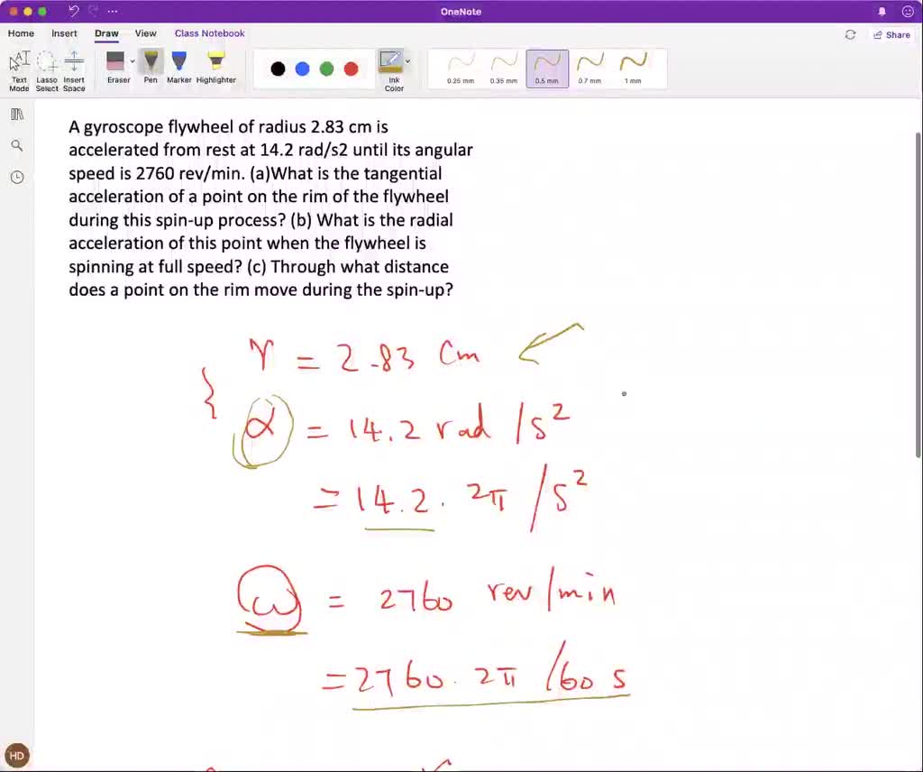 SOLVED: A gyroscope flywheel of radius 2.83 cm is accelerated from rest ...