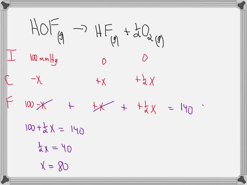 SOLVED: HOF(g) is a very unstable molecule that decomposes in a first ...