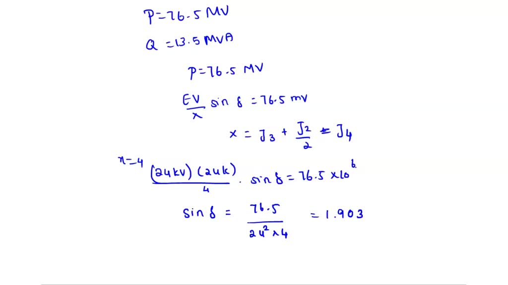 Solved A Synchronous Generator Is Connected To A 24 Kv Infinite Bus Through Two Parallel 
