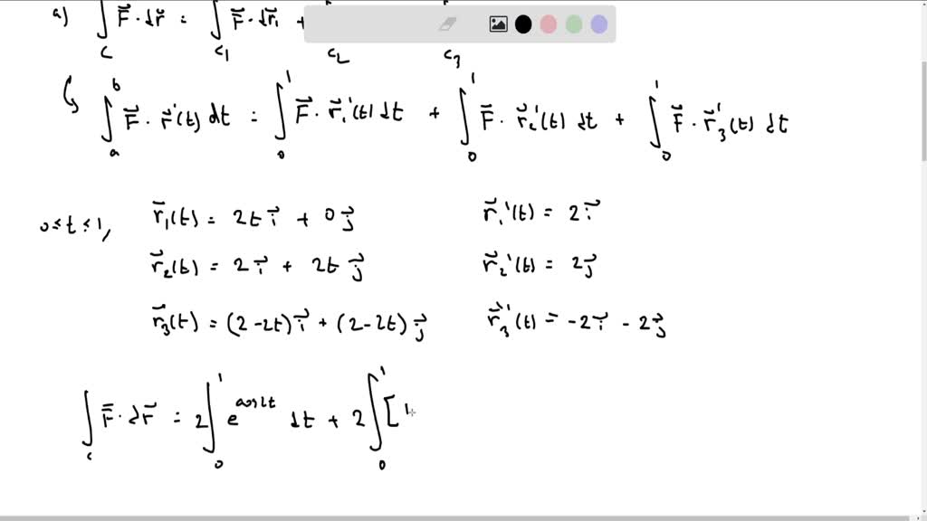 (4) Let F⃗=(e^cos x+y) i⃗+(ln y+x^2 y) j⃗. Suppose C is a path starting at (0,0), traveling in a ...