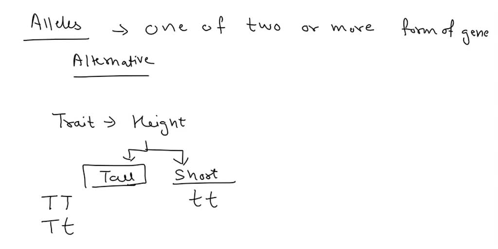 SOLVED: Alleles are Group of answer choices two versions of the same trait. exact copies of the ...