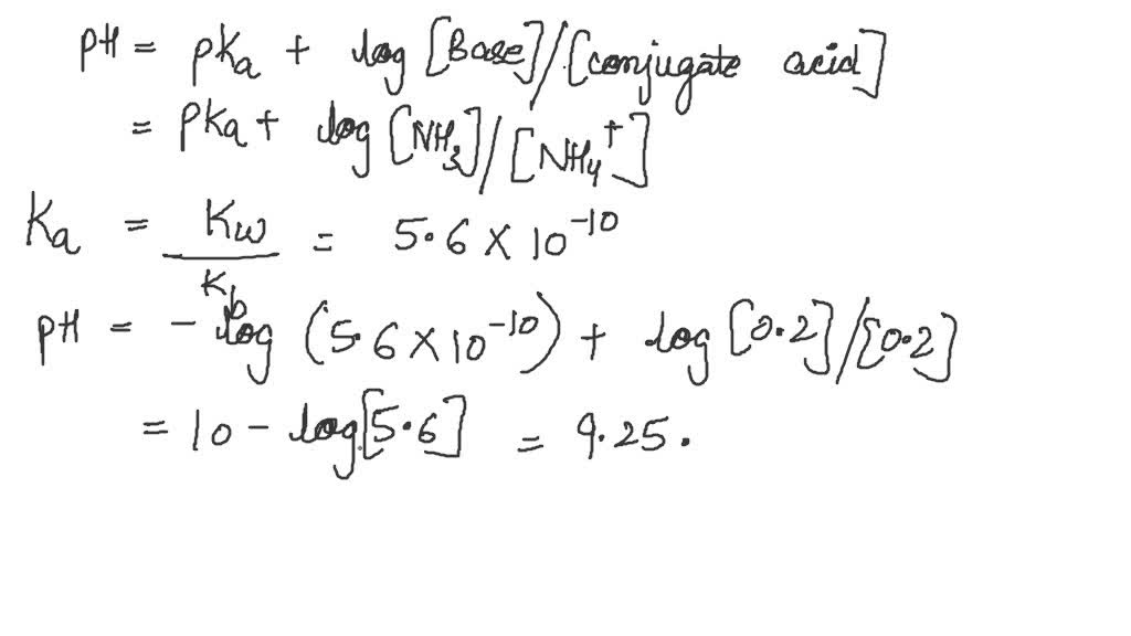 SOLVED: Calculate the pH of a 0.20 M NH3/0.20 M NH4Cl buffer after the addition of 10.0 mL of 0. ...