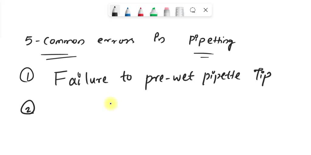 SOLVED: State five common errors in pipetting that will affect the ...