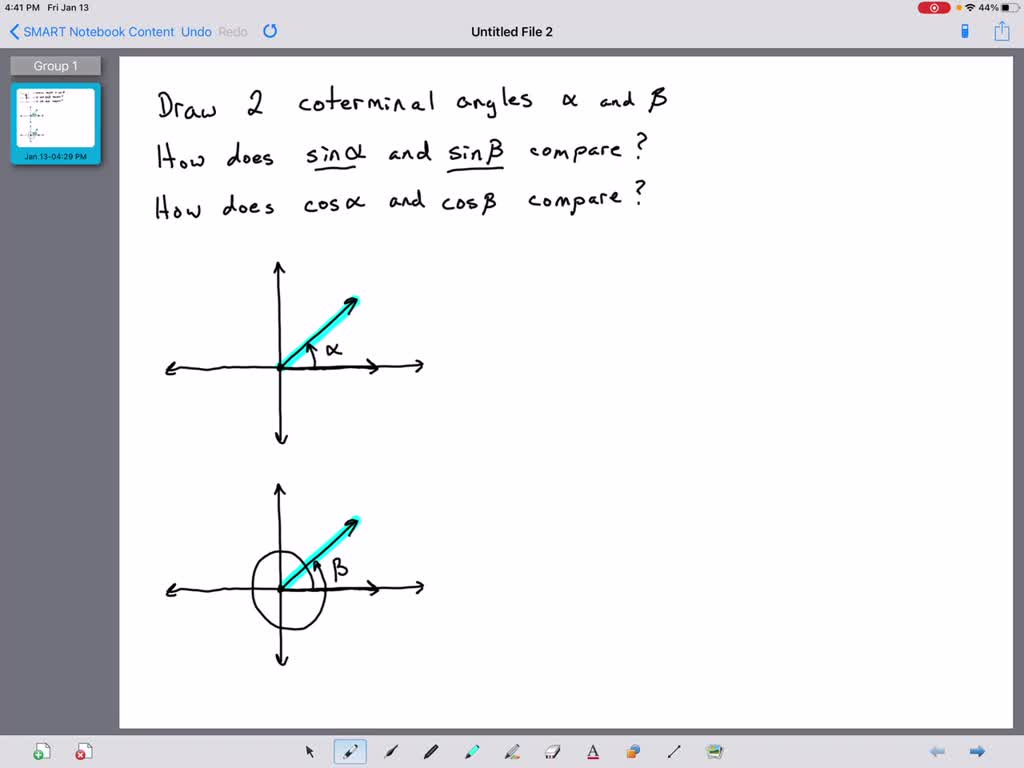 SOLVED: 3. Draw a picture of two coterminal angles. if ? and ? are ...