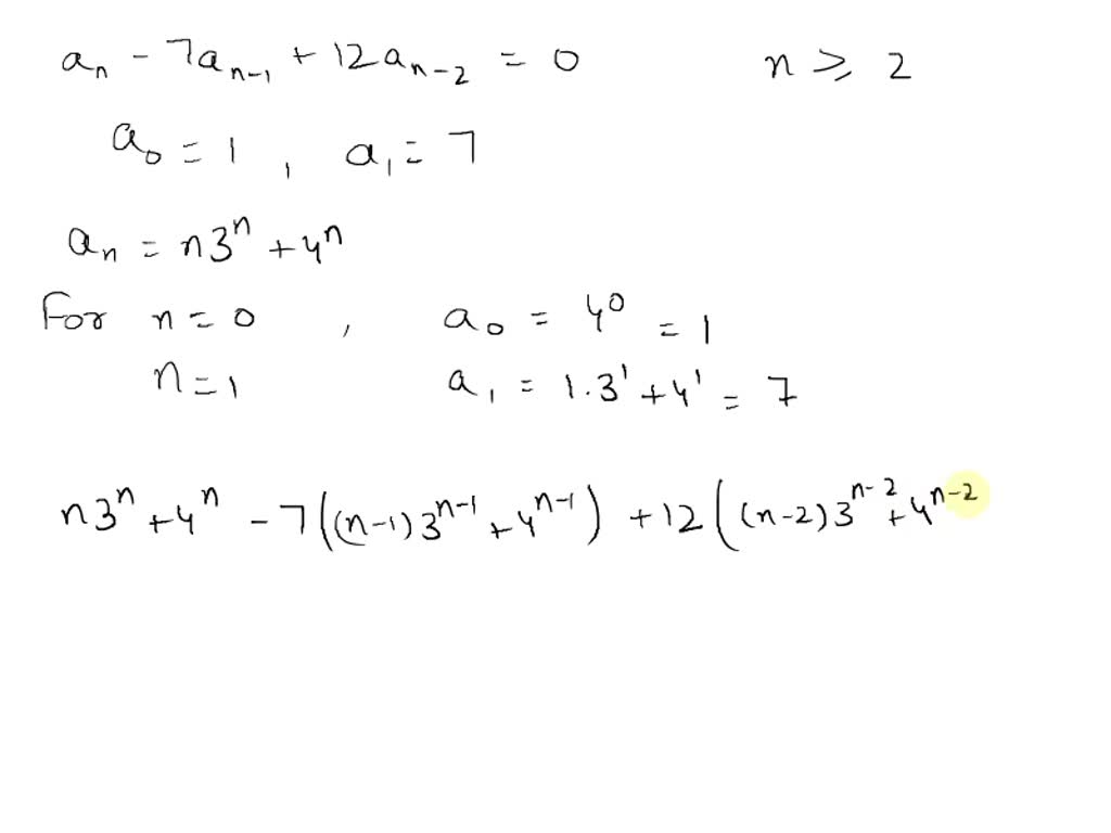 Solved The Recurrence Relation An 7an 2 An 5 0 Is A Linear