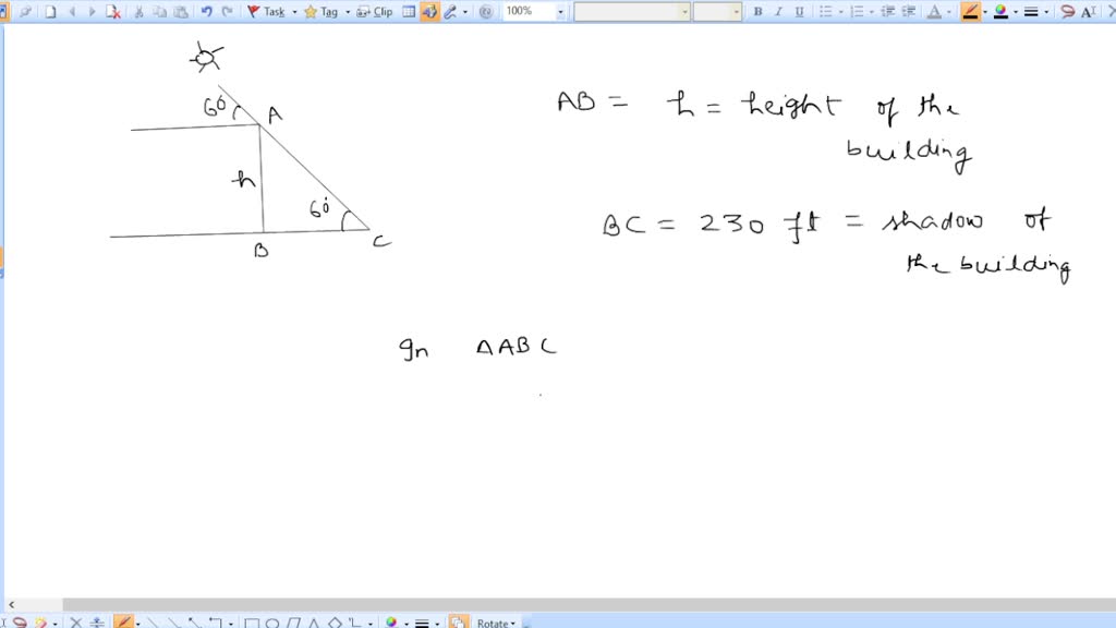 SOLVED: The sun is 60º above the horizon. If a building casts a shadow ...