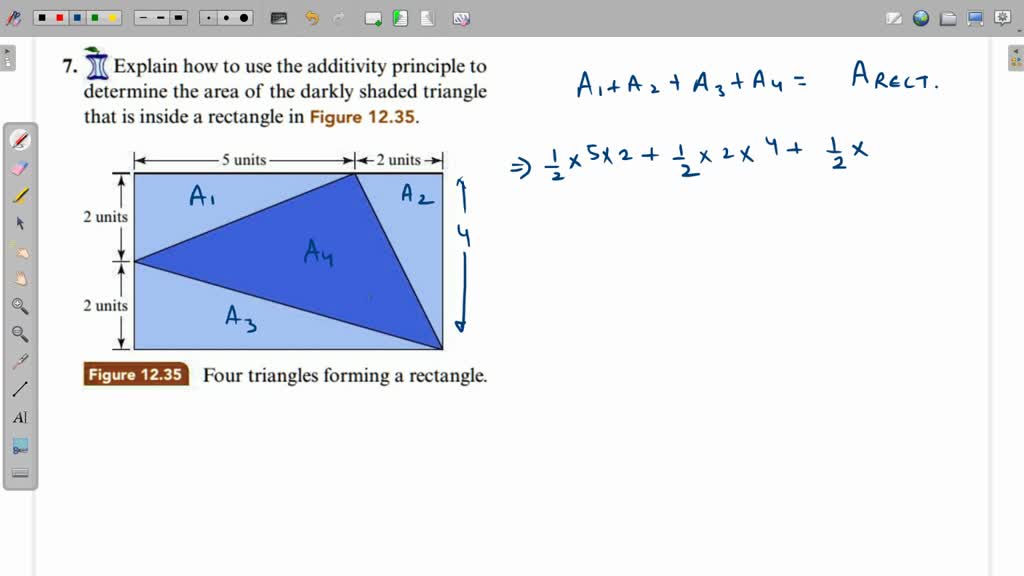 SOLVED: 7 Explain how to use the additivity principle to determine the area of the darkly shaded ...