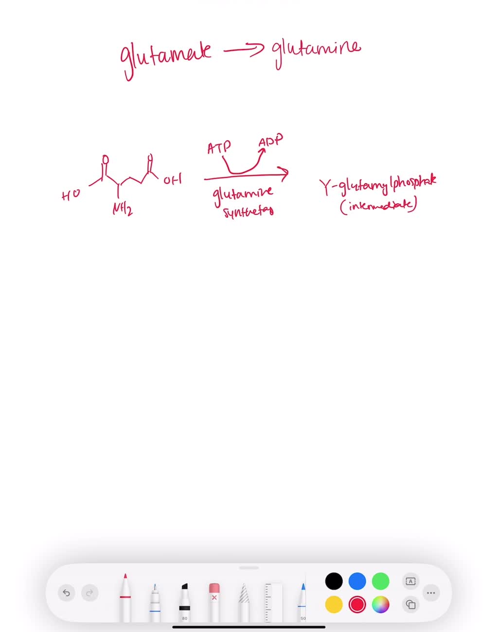 SOLVED: For the reaction catalyzed by glutamine synthetase, draw the ...