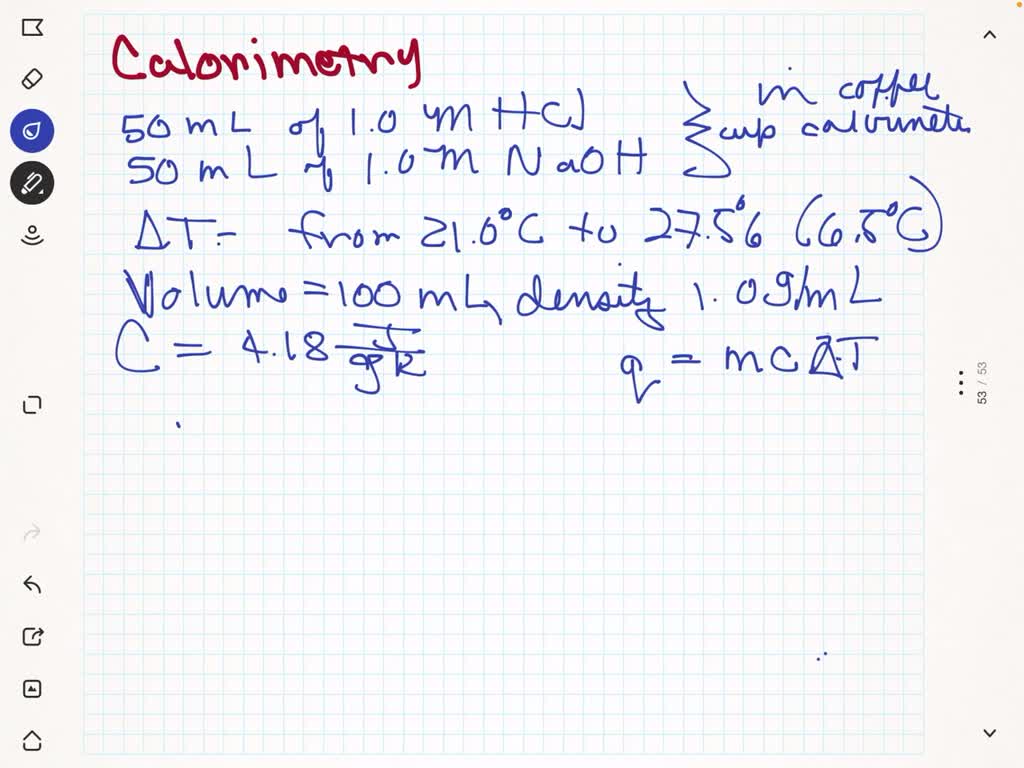 SOLVED: When a student mixes 50 mL of 1.0 M HCl and 50 mL of 1.0 M NaOH in a coffee cup ...